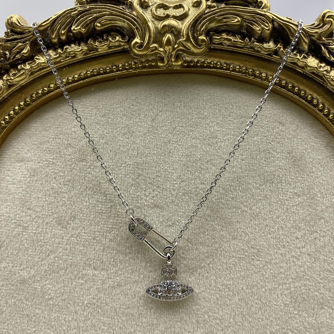 Fashion Necklace, Saturn Pin Necklace, Round Saturn Necklace, Asteroid ...