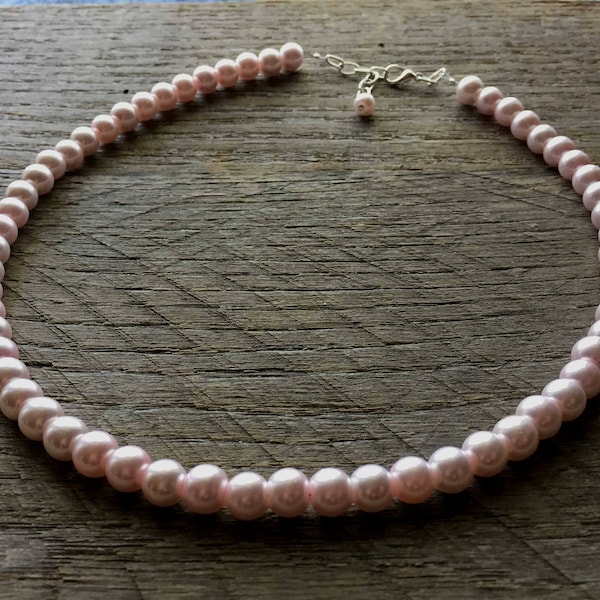 Pink Pearl Necklace - Etsy
