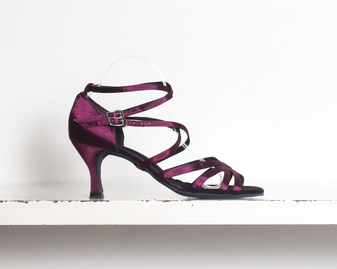 70s Violet Satin Leather Cage Sandals Shoes - Etsy