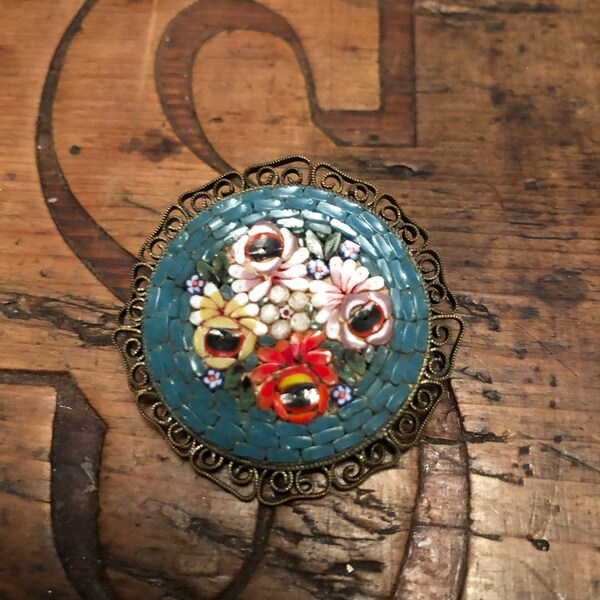 Micro Mosaic Brooch - Etsy