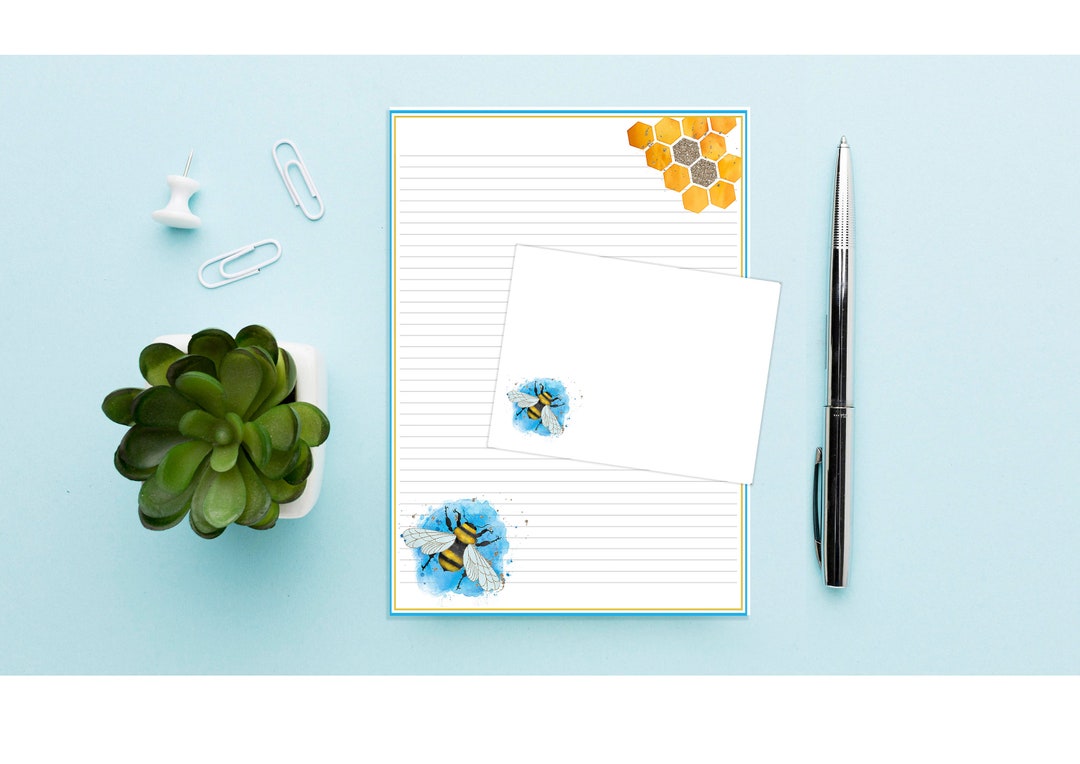 Bumble Bee Honeybee Writing Paper and Envelopes A4 & Letter Size ...