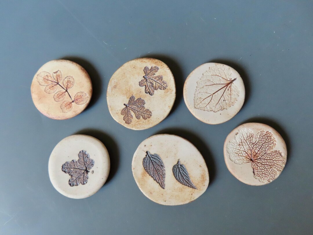 Ceramic Magnets - 6 Handmade Porcelain Large & Small Brown Leaf ...