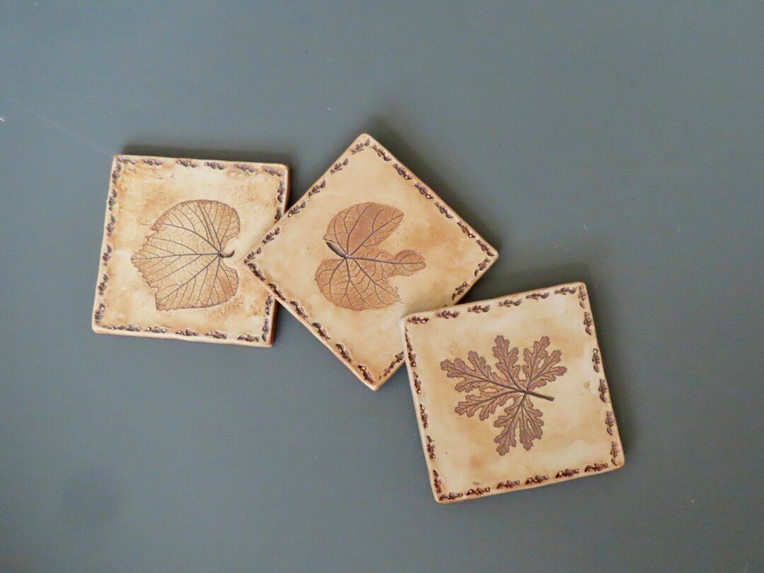 Ceramic Tiles/coasters, Set of 3 Handmade Lead Free Porcelain 3 1/2 ...