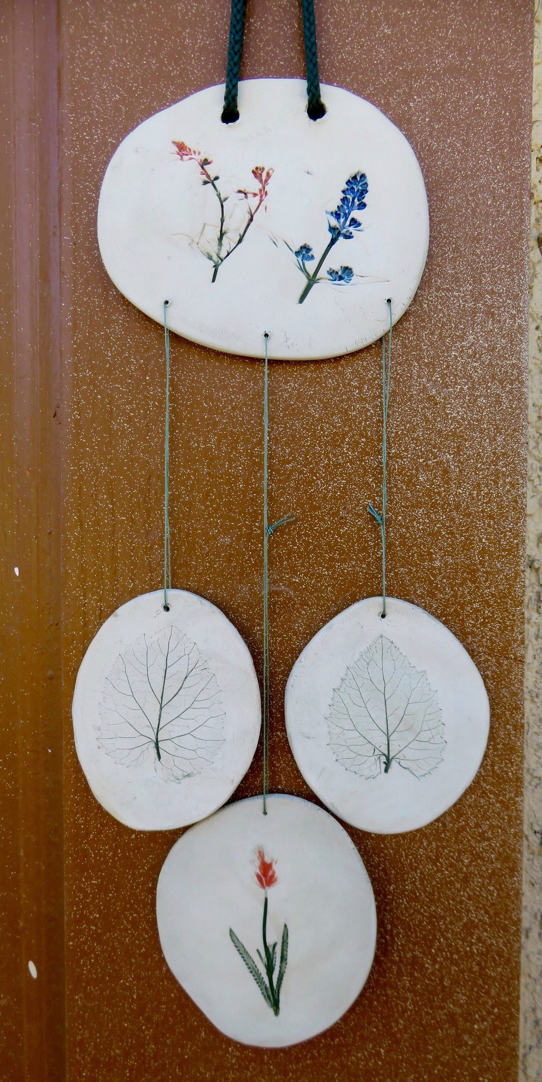 Handcrafted Porcelain Wind Chime Floral & Green Leaf 3 - Etsy