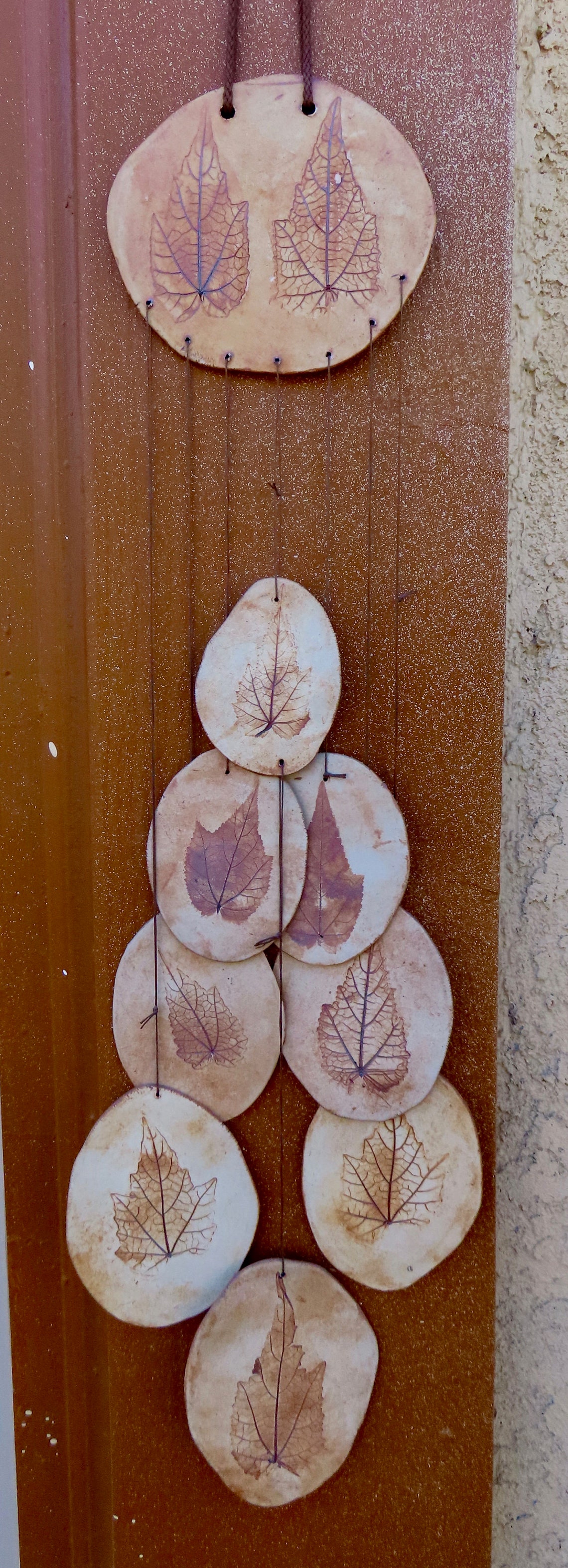 Ceramic Handcrafted Porcelain Wind Chime, Brown Maple Leaves, 8 ...
