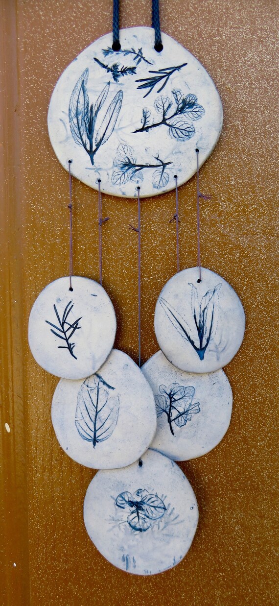 Real Herbs Used To Make Impressions 5 Suspended Pieces Blue Herbal ...