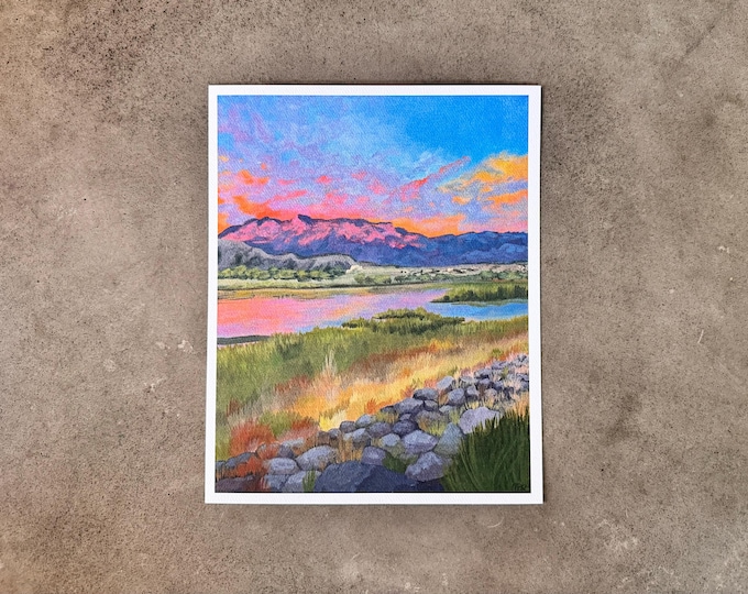 Sunset Over the Sandia Mountains Art Print New Mexico Landscape - Etsy
