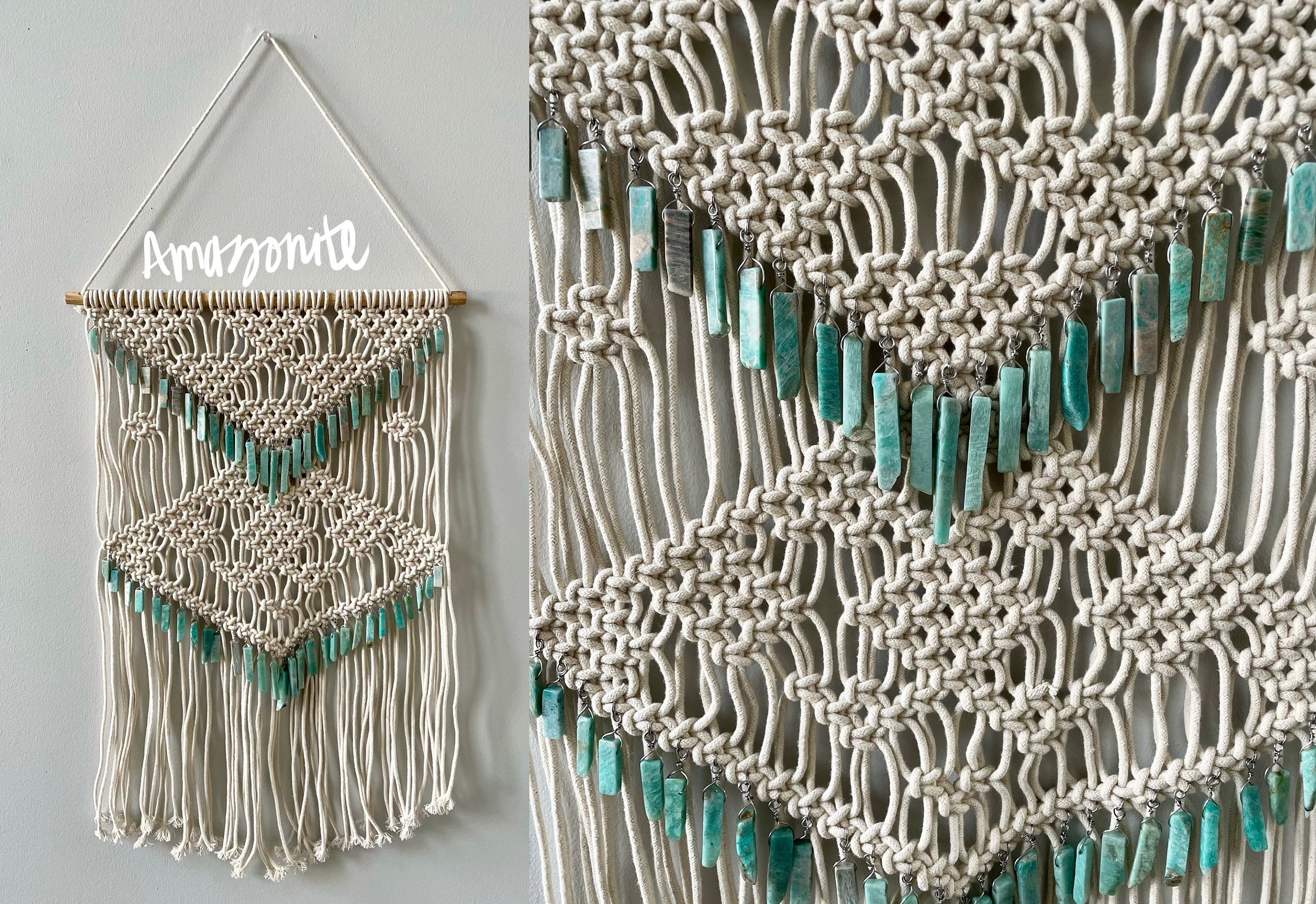 Crystal and Semiprecious Stone Macrame Wall Hanging Wall Art - Etsy