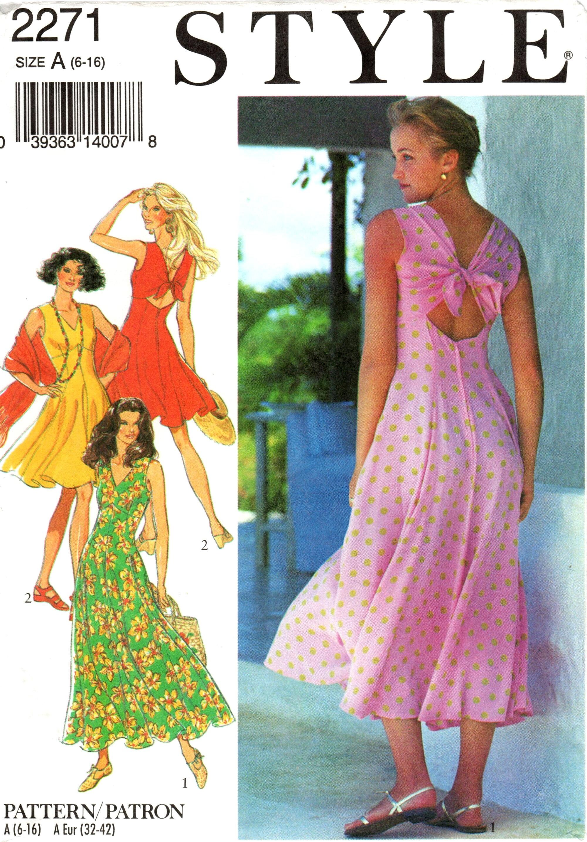 Sewing & Needlecraft Flared Raised Surplice Bodice Dress & One Button ...