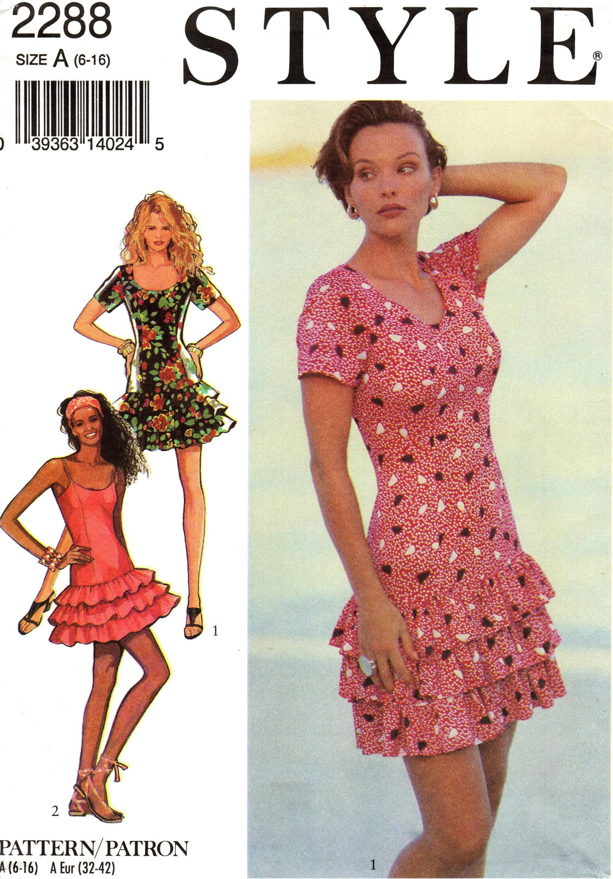 Sewing & Needlecraft Flared Raised Surplice Bodice Dress & One Button ...