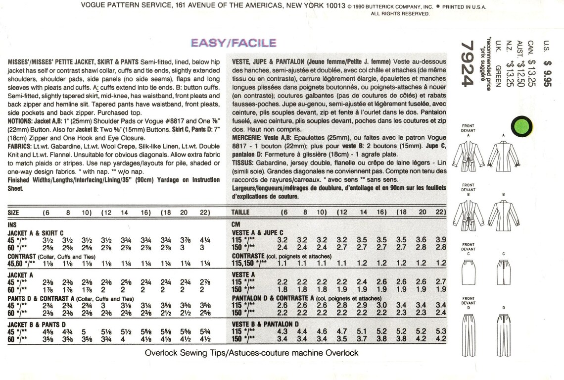 Sz 6/8/10 Vogue Separates Pattern 7924 Misses' Shawl - Etsy