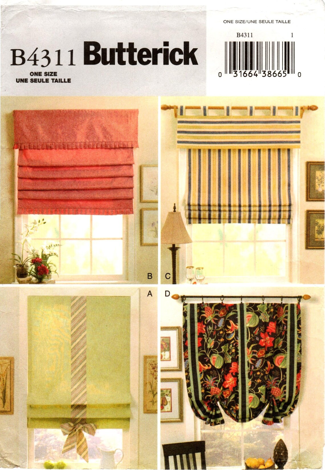 Butterick Home Décor Pattern B4311 Window Shades Lined - Etsy