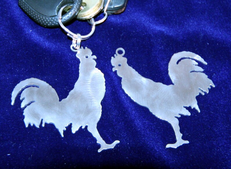 Stainless Steel Rooster Charm Keychain Ornament - Etsy