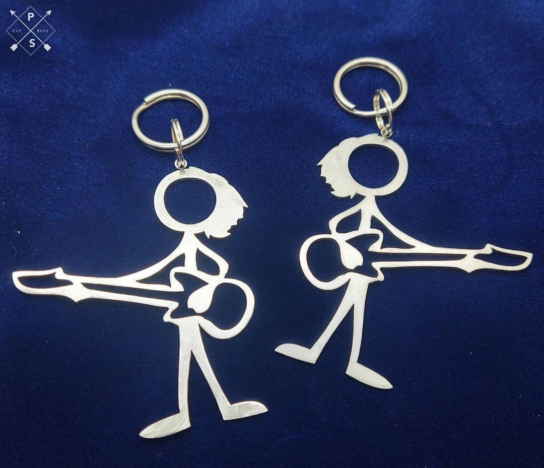 Male Stick Figure Bass Player Keychain Charm for the Musician, Rock ...