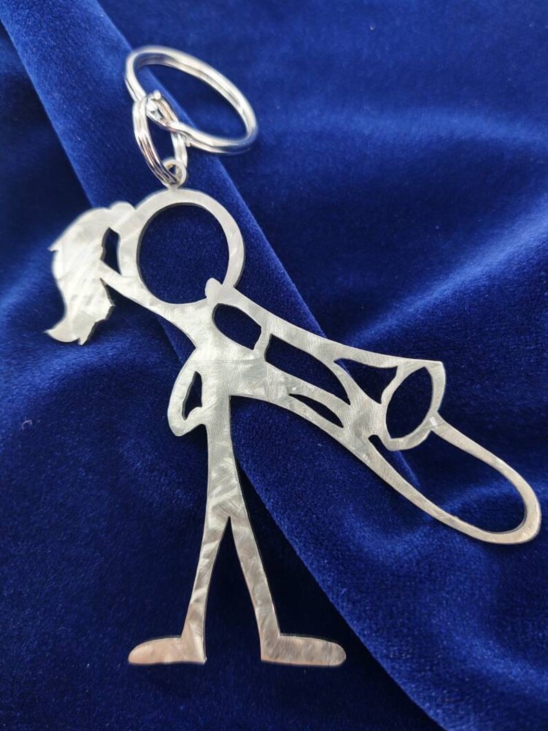 Female Trombone Player Stick Figure Keychain Charm - Etsy