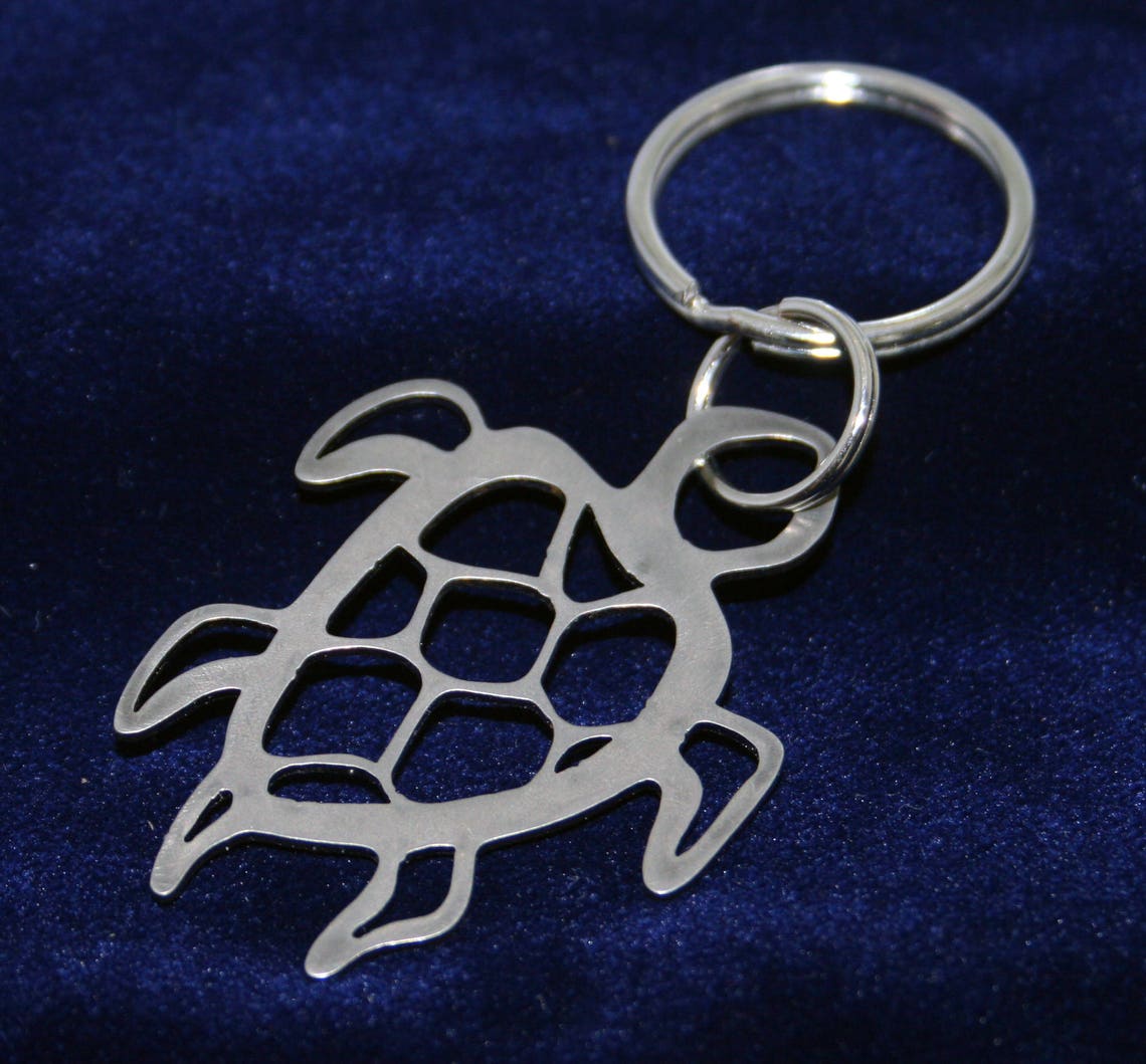 Stainless Steel Sea Turtle Cutout Keychain Charm - Etsy