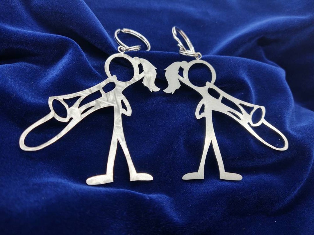 Female Trombone Player Stick Figure Keychain Charm - Etsy