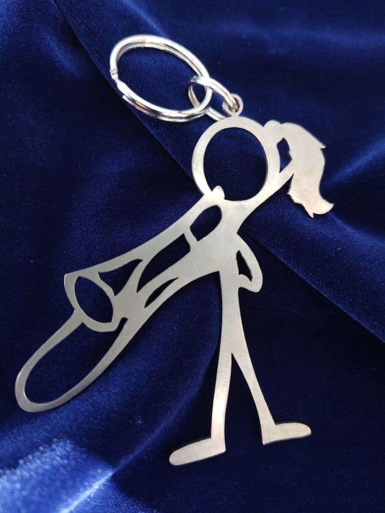 Female Trombone Player Stick Figure Keychain Charm - Etsy