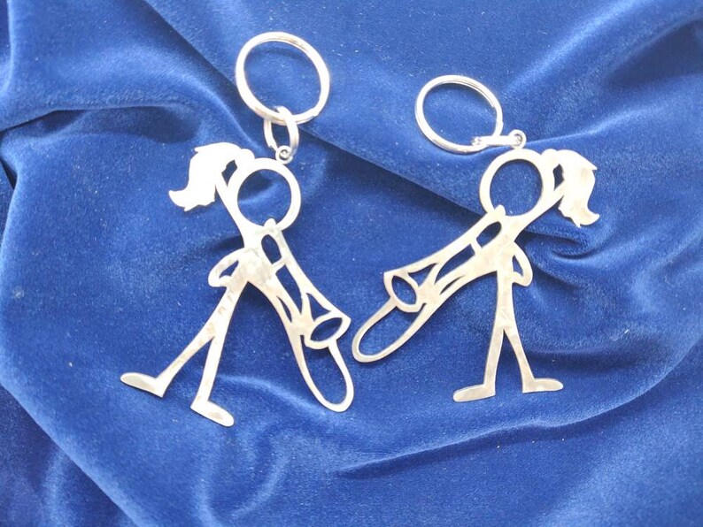 Female Trombone Player Stick Figure Keychain Charm - Etsy