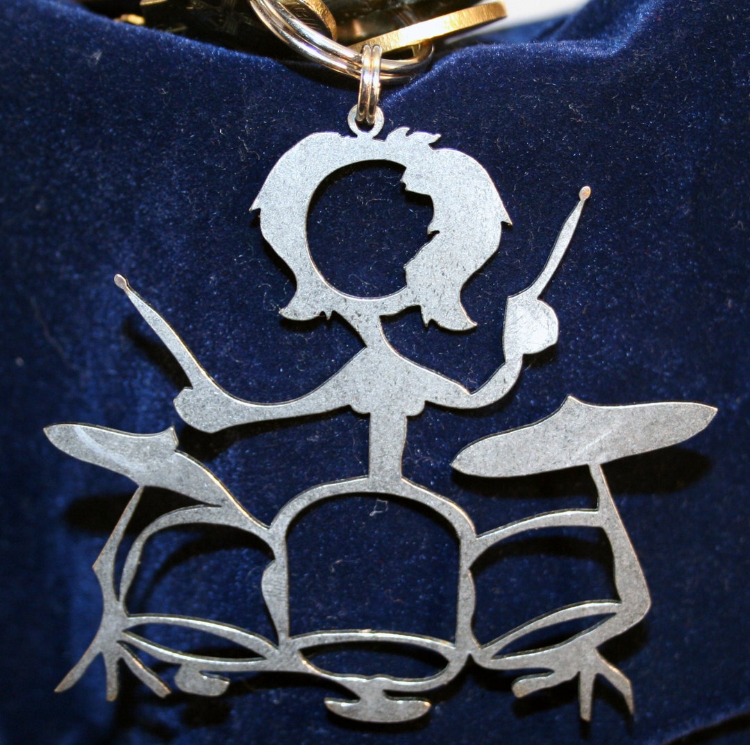 Female Drummer Stick Figure Key Chain Charm for the Rock and Roll Band ...