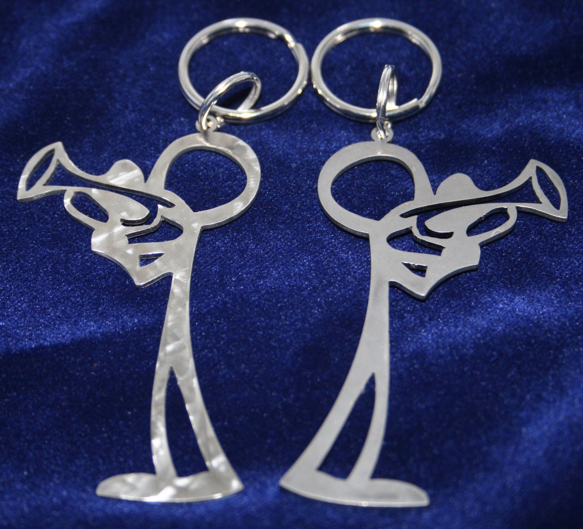 Trumpet Player Stick Figure Keychain Charm Musical Instrument | Etsy