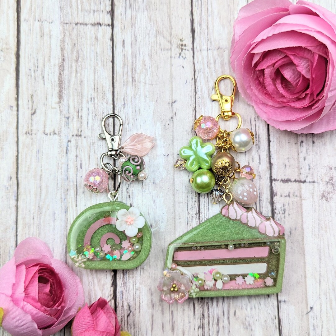 Matcha Sakura Cream Cake Bag Charm - Etsy