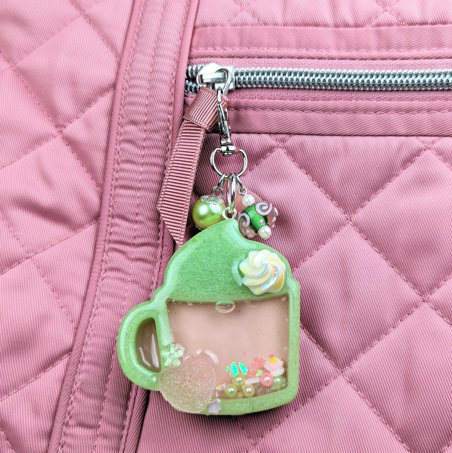 Matcha Sakura Latte Bag Charm - Etsy