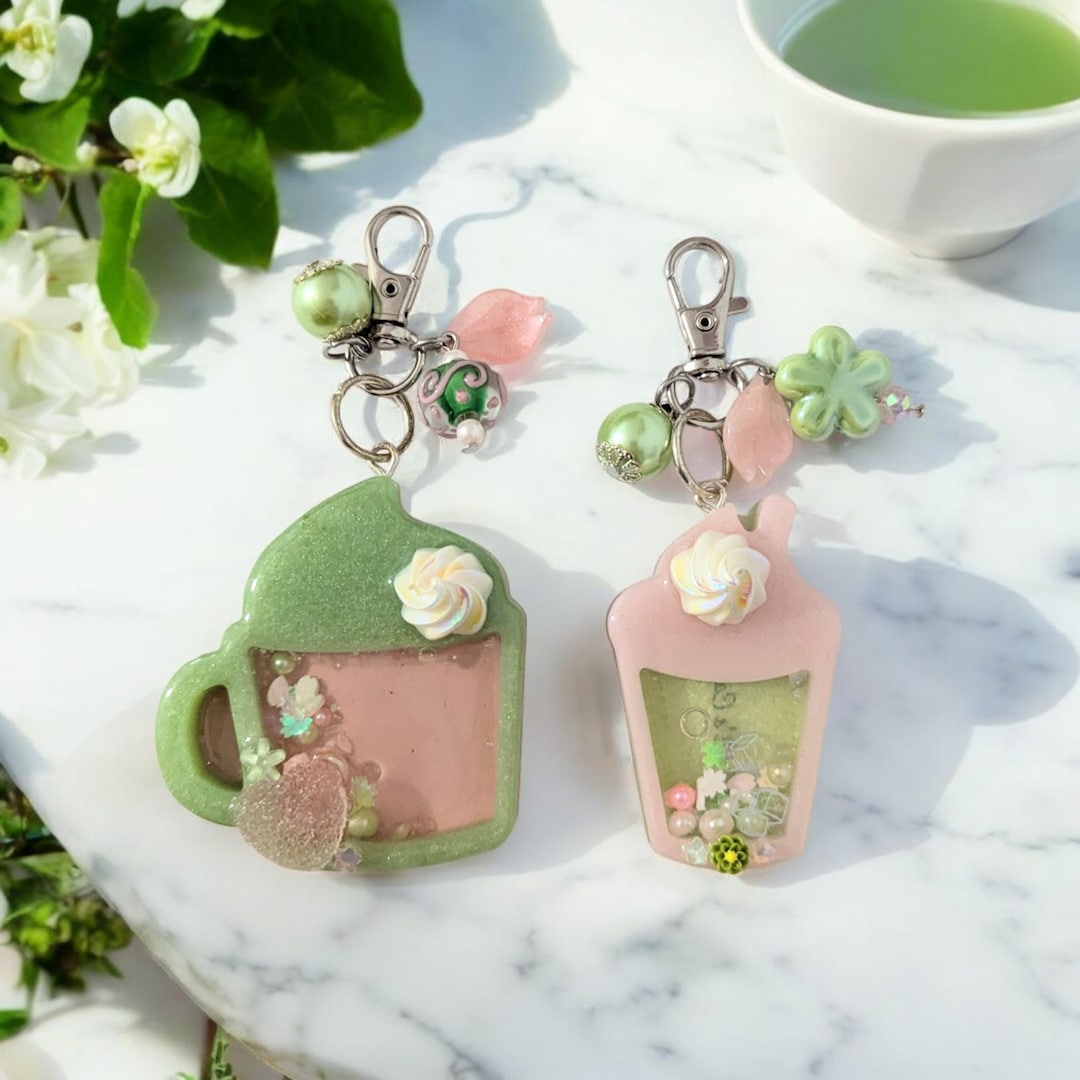 Matcha Sakura Latte Bag Charm - Etsy