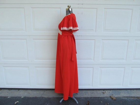 1970s rust orange maxi dress, goddess dress, with but… - Gem