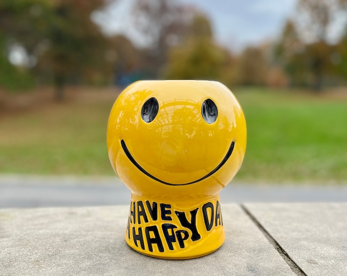 Vintage Mccoy Pottery Smiley Face Cookie Jar Have a Happy Day - Etsy