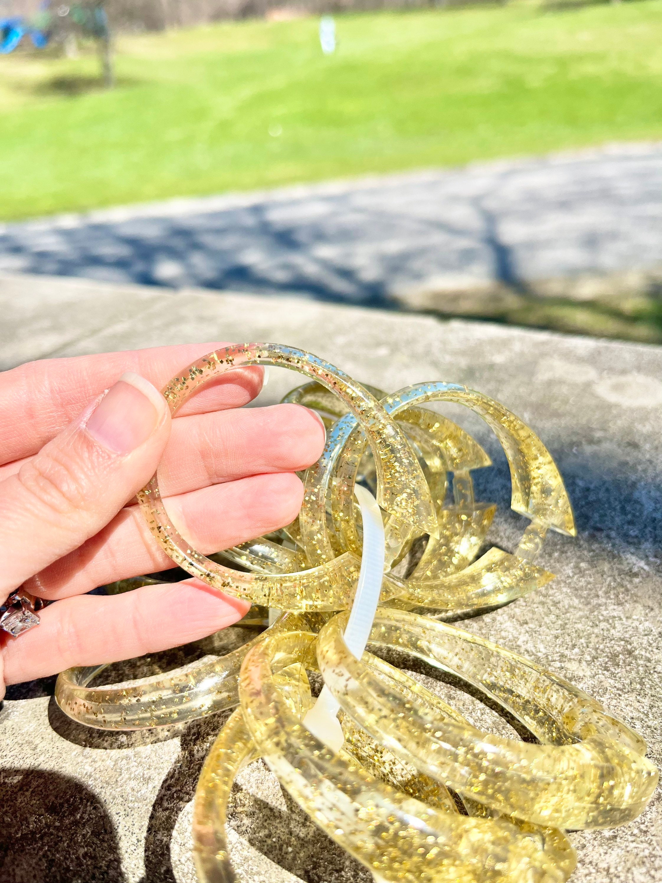 Vintage Lucite Gold Glitter Shower Curtain Rings, Set of 12 - Etsy
