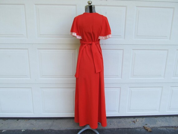 1970s rust orange maxi dress, goddess dress, with but… - Gem