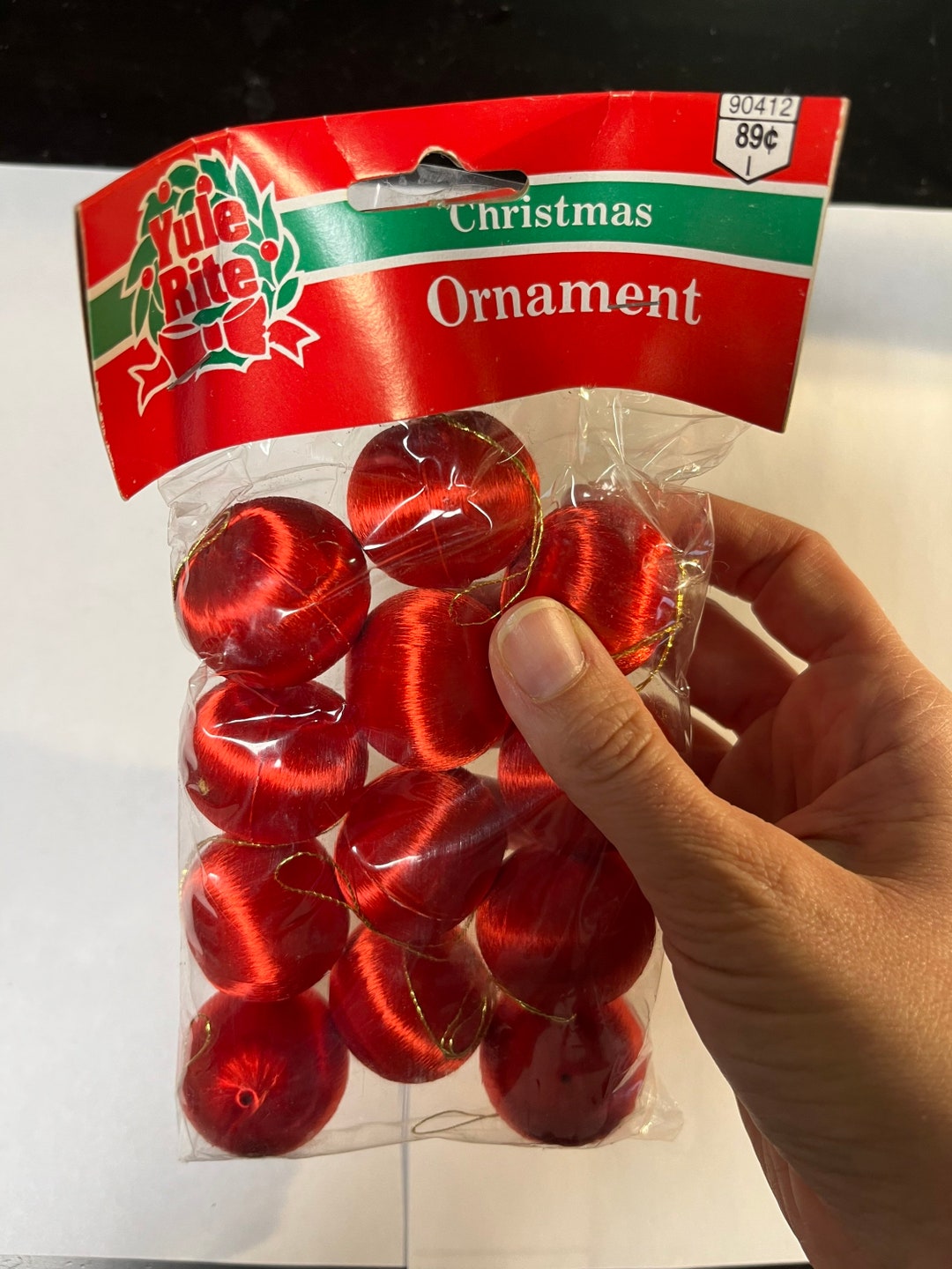 Vintage Midcentury Red Satin Mini Balls, Christmas Ornament, New in ...