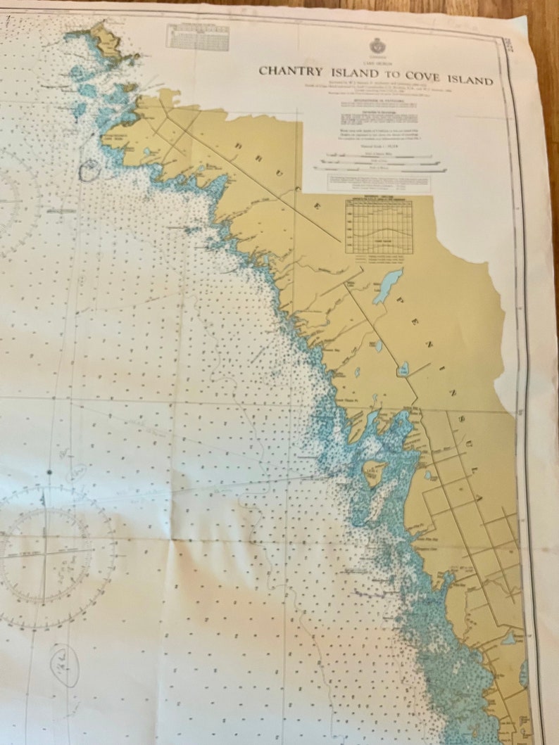 1964 Vintage ORIGINAL Map of Lake Huron, Chantry Island to Cove Island ...