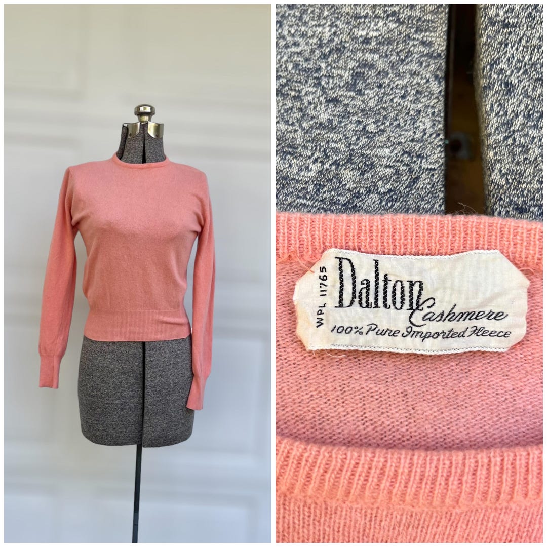 1950s Vintage Coral Cashmere Sweater, Pin up Sweater, XS - Etsy