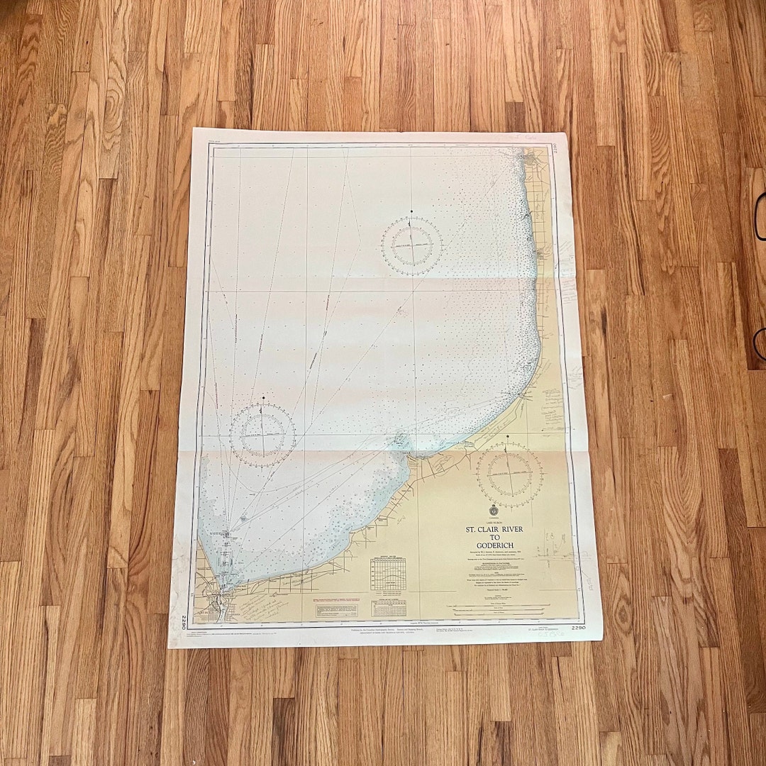 1964 Vintage ORIGINAL Map of Lake Huron, St. Clair River to Goderich - Etsy