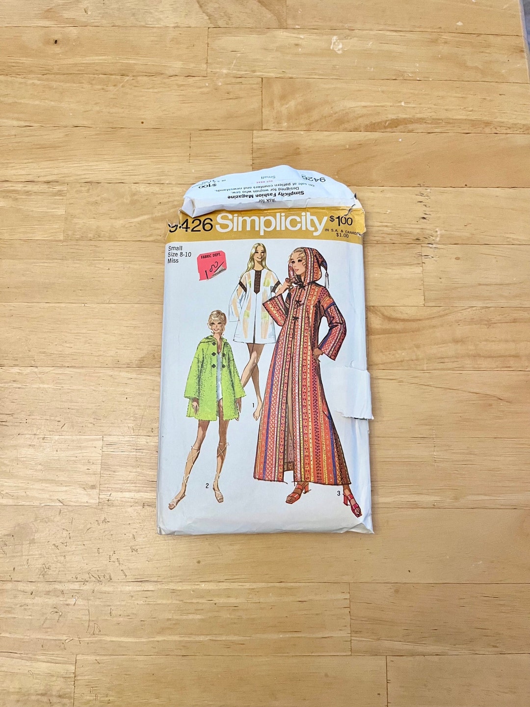 1971 Simplicity 9426 Womens Caftan Pattern, Swing Coat, Small, Size 8 ...