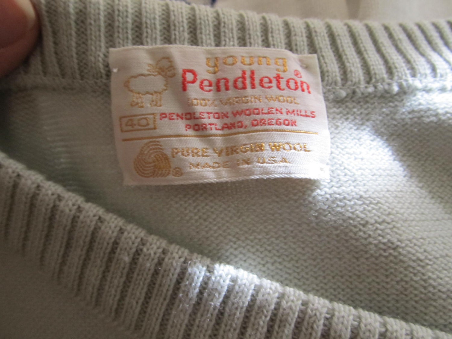 Vintage Young Pendleton Ice Blue Sweater With Trim Small - Etsy