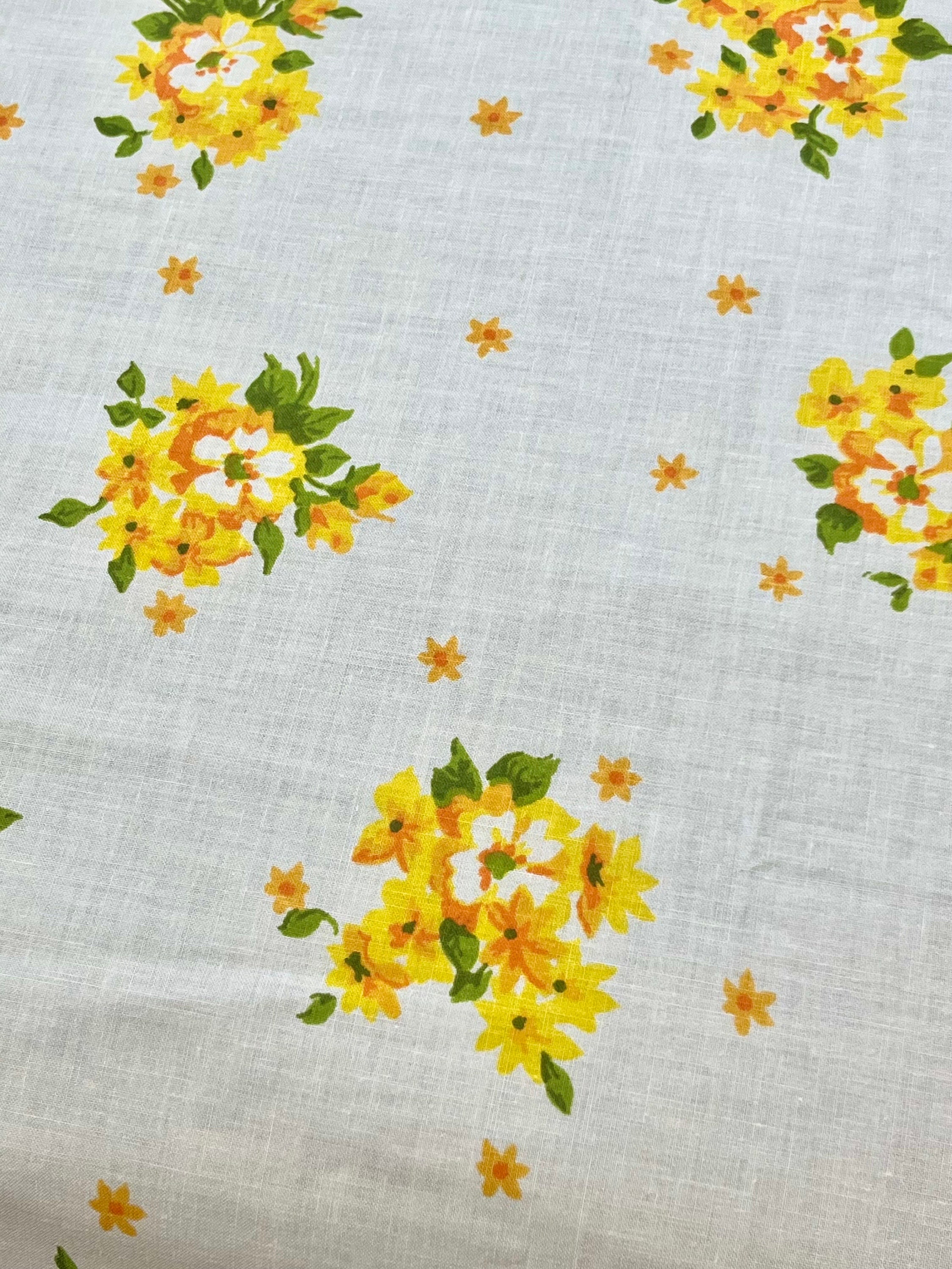 Vintage Orange and Yellow Floral Full Flat Sheet Single Sheet - Etsy