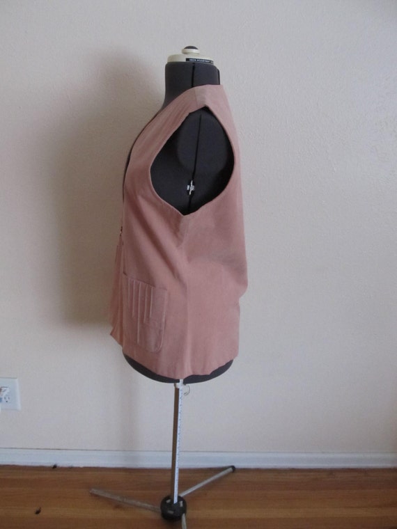 1970s dusty rose faux suede vest with buckle closure - Gem
