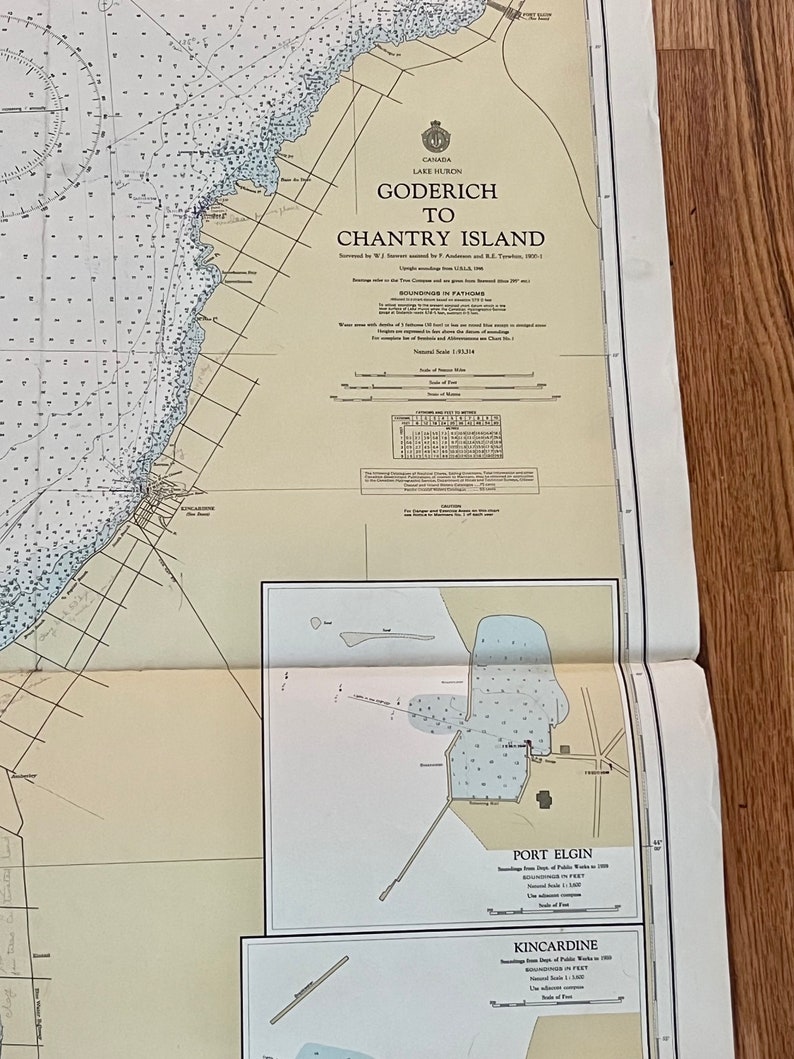 1964 Vintage ORIGINAL Map of Lake Huron, Goderich to Chantry Island - Etsy