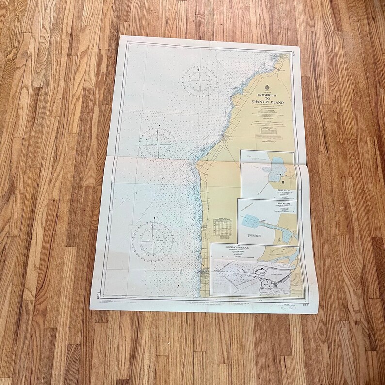 1964 Vintage ORIGINAL Map of Lake Huron, Goderich to Chantry Island - Etsy
