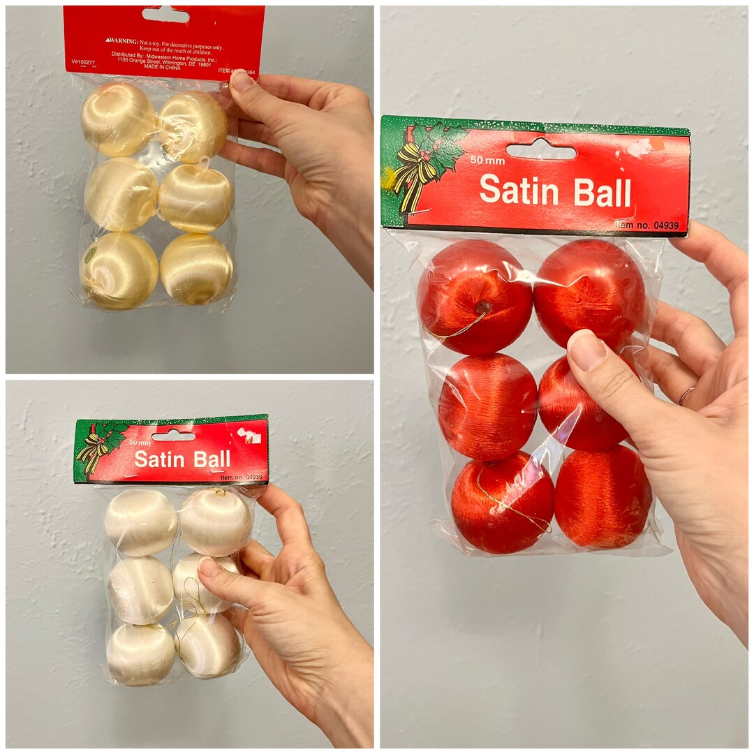 Vintage Midcentury Satin Spun Balls, Christmas Ornament, New in Package ...