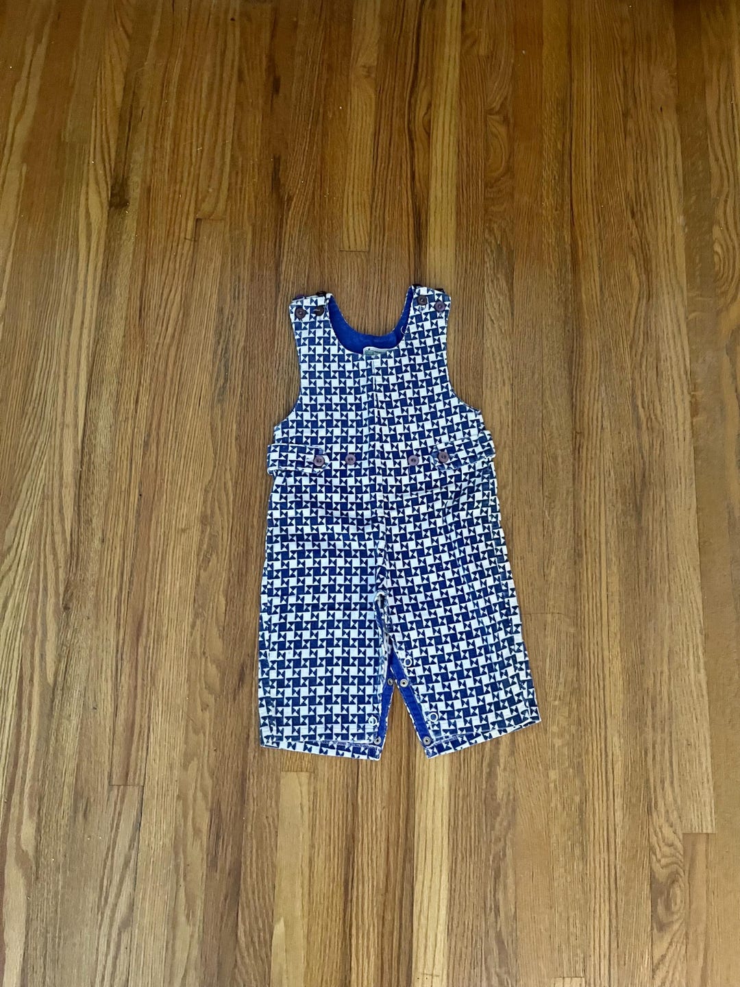 Vintage Toddler Overalls, Coveralls, Blue and White Houndstooth ...