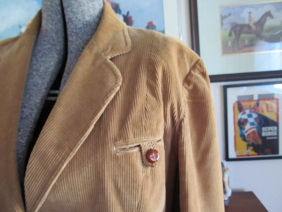 1970s womens vintage corduroy blazer with braided but… - Gem