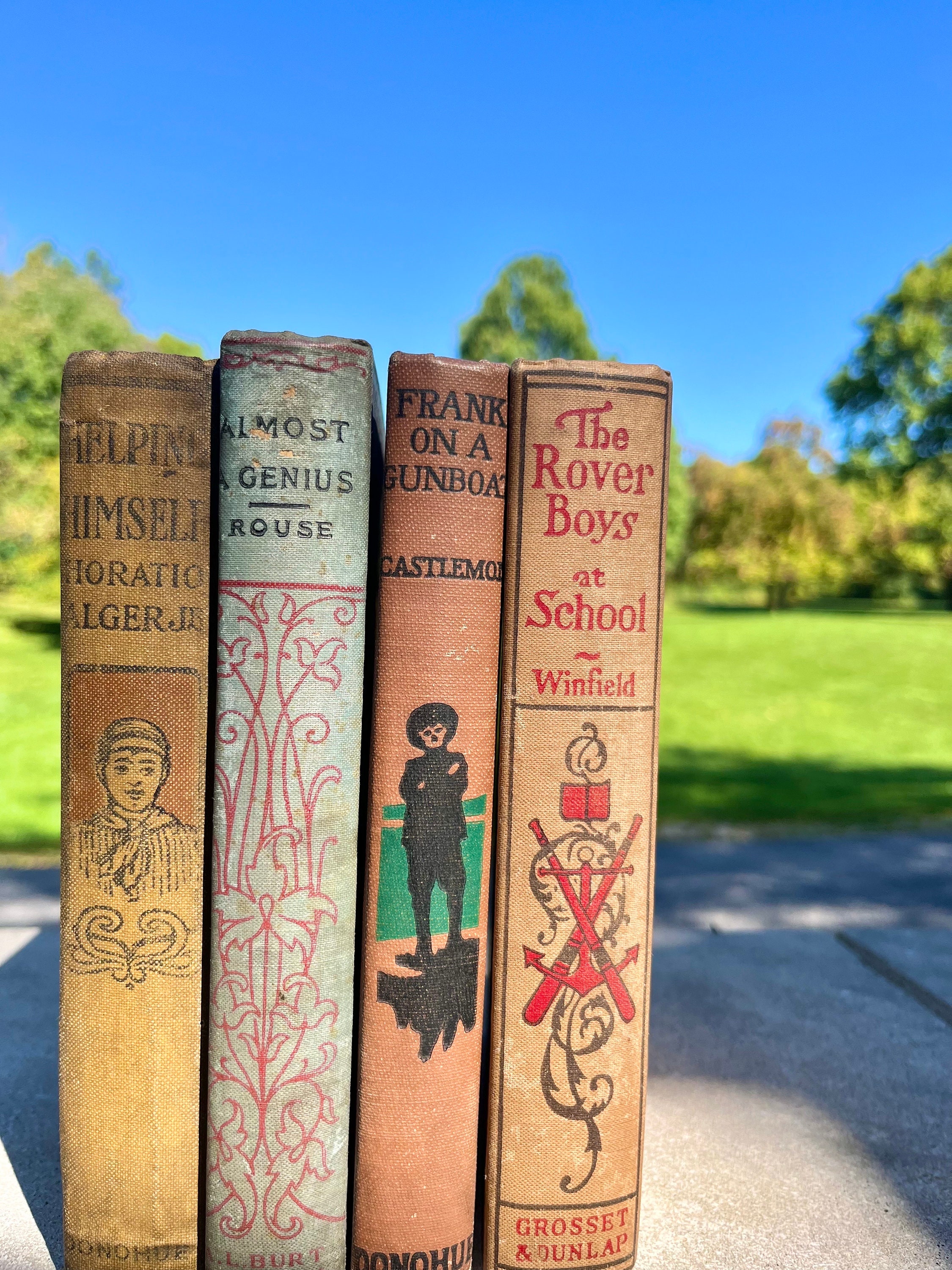 Vintage Hardcover Book Set, Shelf Decor Set, Rustic Books, Children's ...