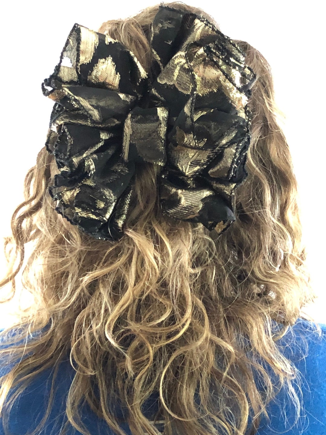 1980s Black and Gold Supersized Scrunchie Clip Barrette - Etsy