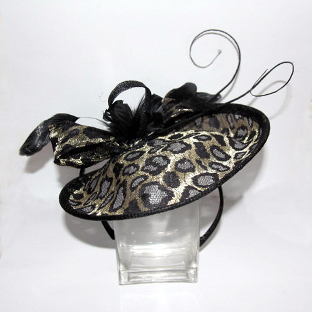 Silver/black/gold Sinamay Leopard Print Headband Fascinator, Accented ...