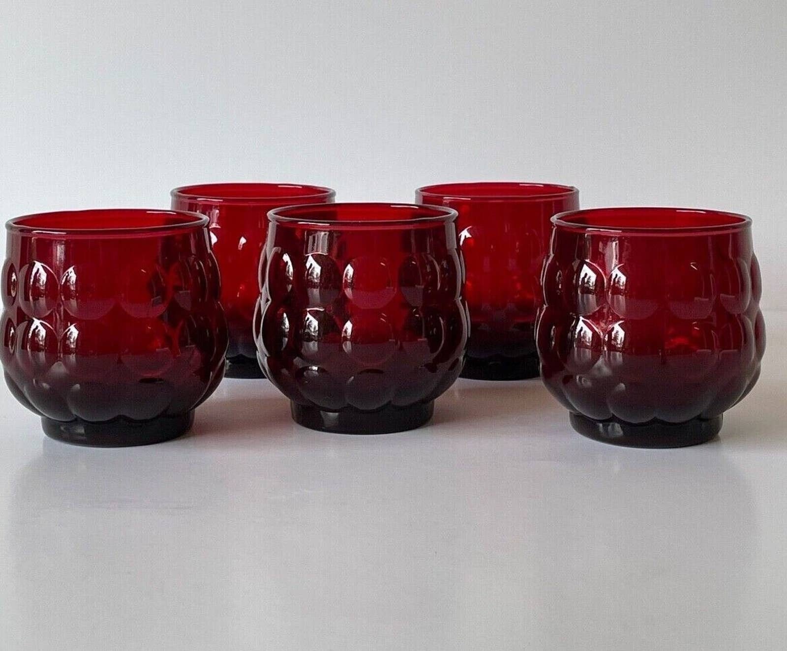 Anchor Hocking Bubble Glass Ruby Red Glasses Set of 5 - Etsy