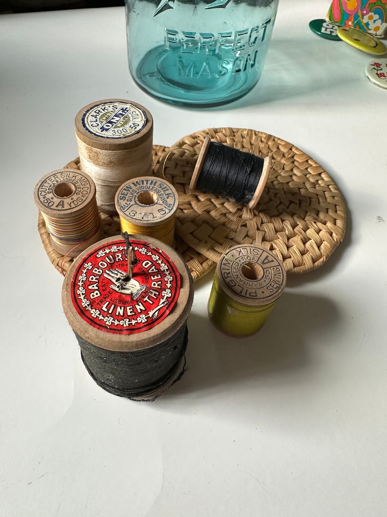 Vintage Wooden Thread Spools Barbours Linen, Clarks, Champion Silk ...